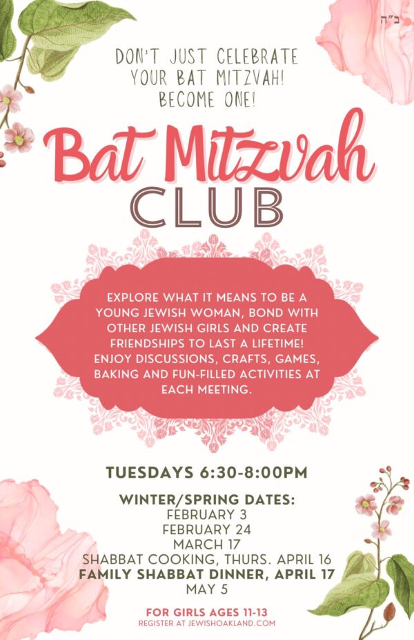 Bat Mitzvah Club - Chabad Jewish Center of Oakland